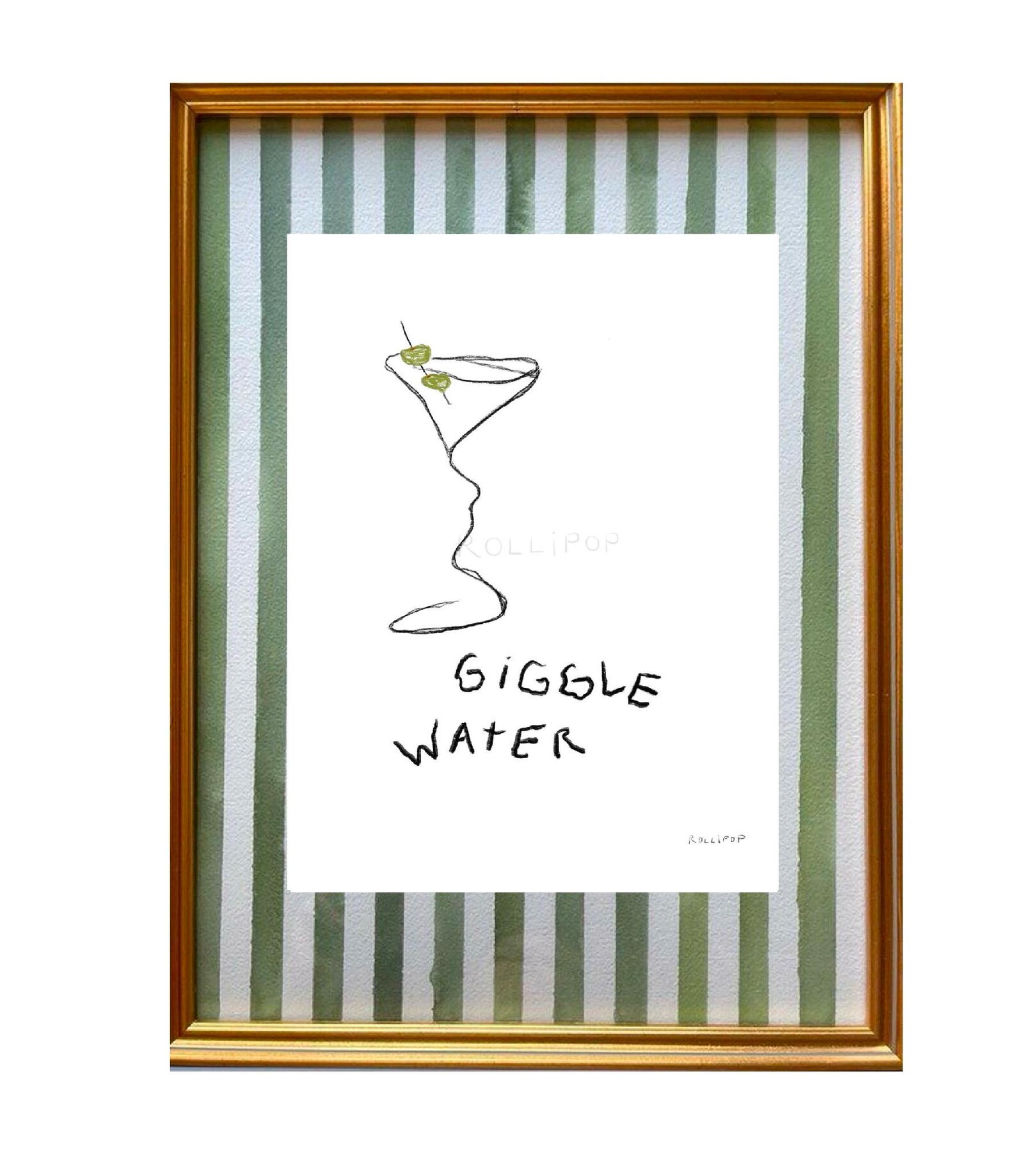 Giggle Water Art Print, Martini Art Print, Funny Bar Art, Bar Cart ...