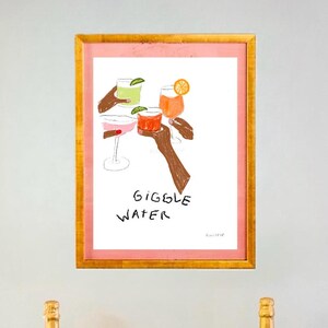 Giggle Water Art Print, Cheers Art Print, Fun Cocktail Art, Bar Area ...