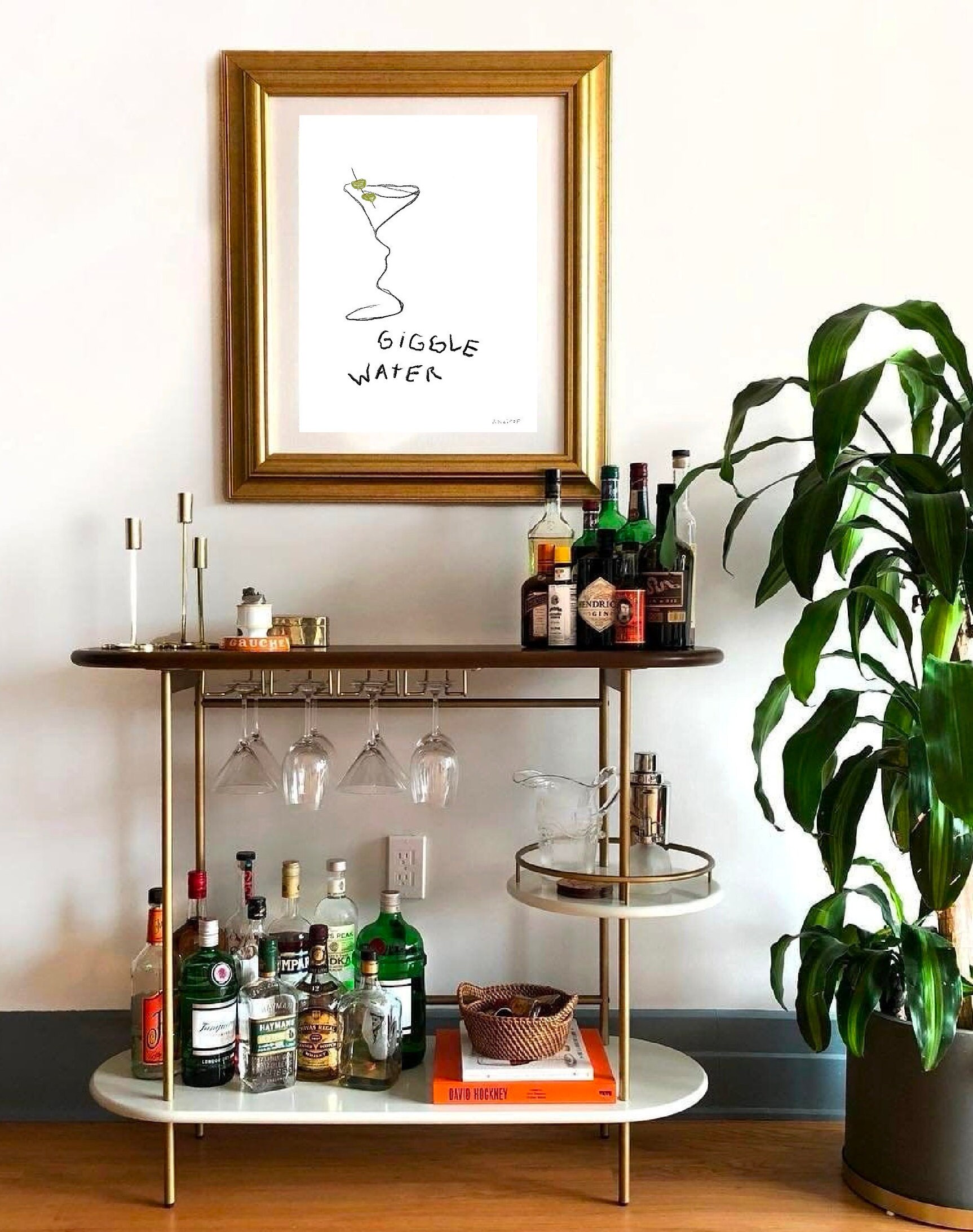Giggle Water Art Print, Martini Art Print, Funny Bar Art, Bar Cart ...