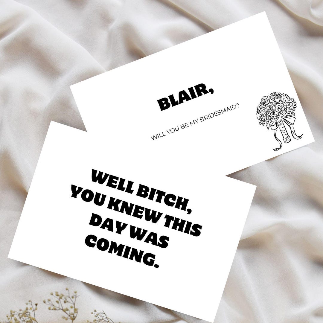 Funny Bridesmaid Proposal Card Template: Personalized Wedding Humor ...