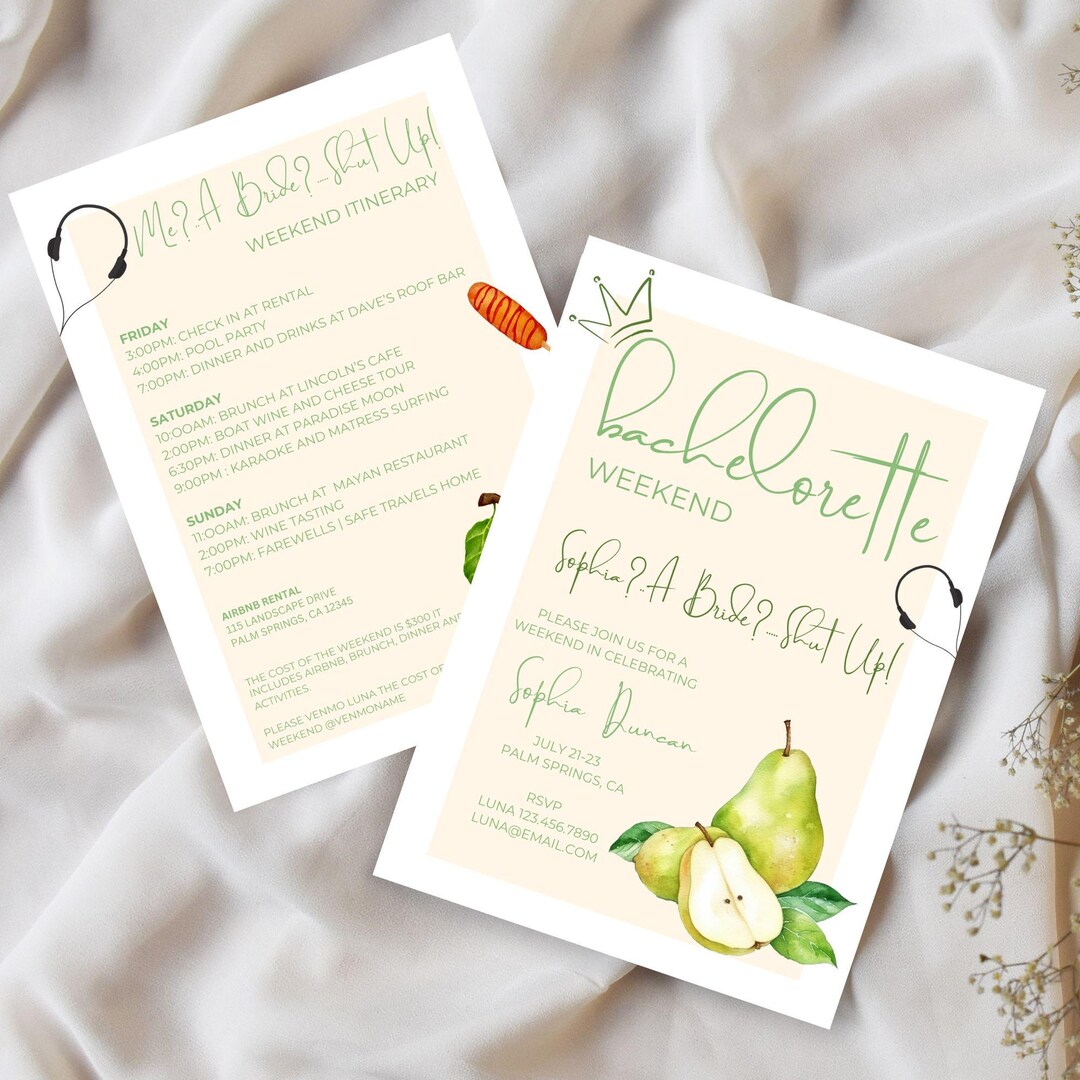 Princess Diaries Bachelorette Itinerary Template: Genovia Pear ...