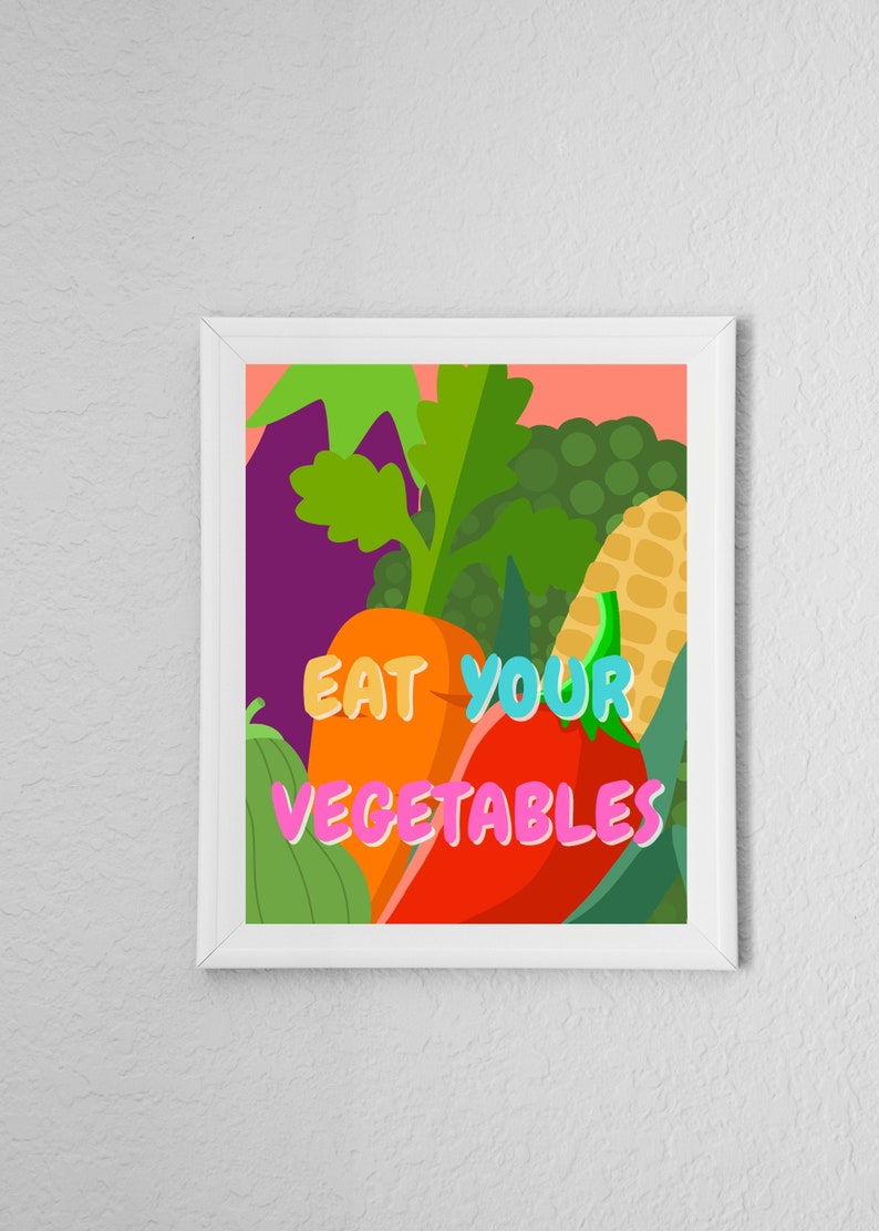 Poster Kitchen Poster Vegetables Wall Art Green Colorful Poster Home ...