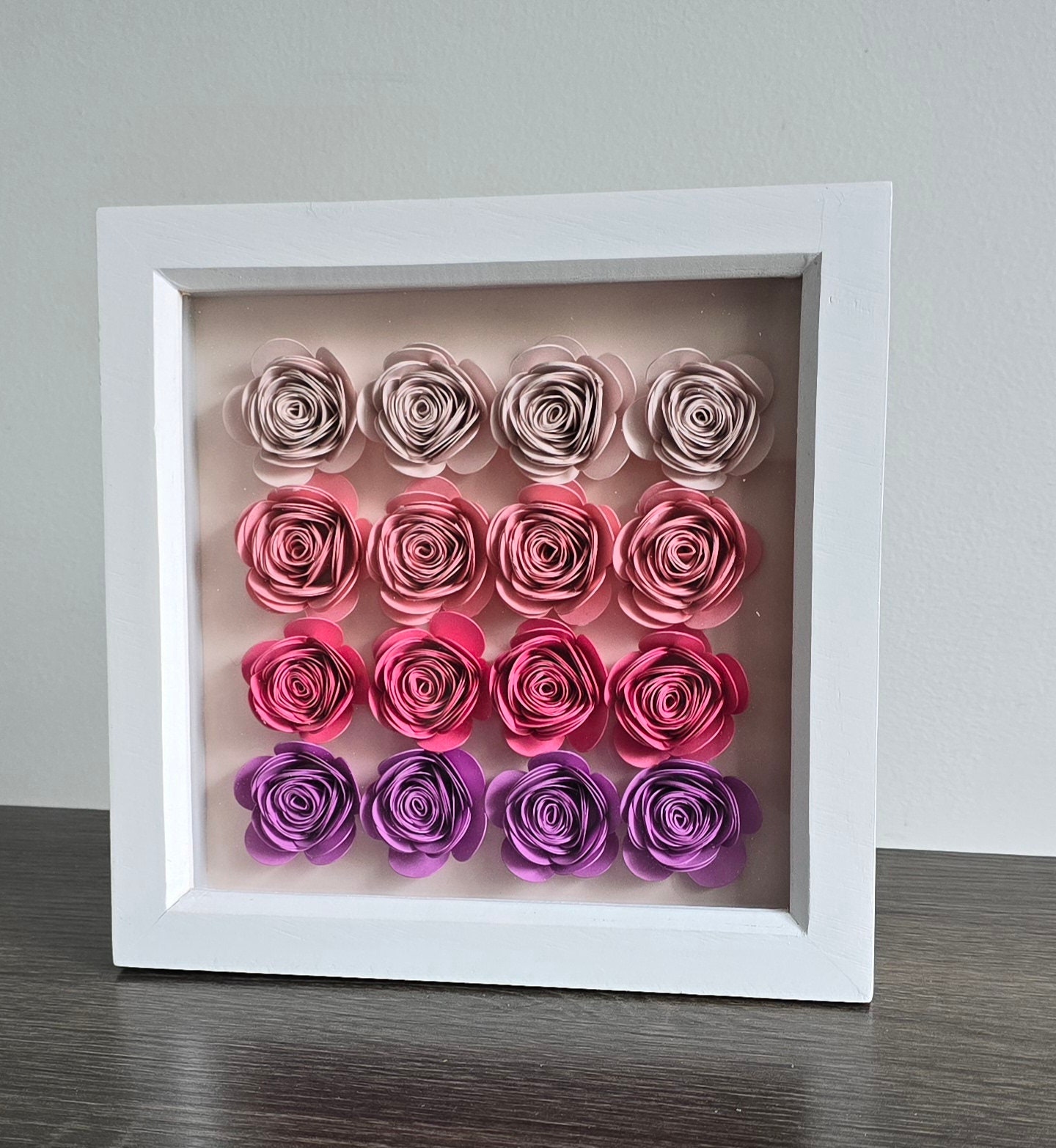 Personalised Monogram Name Paper Flower Shadow Box Frame| Hand Rolled ...
