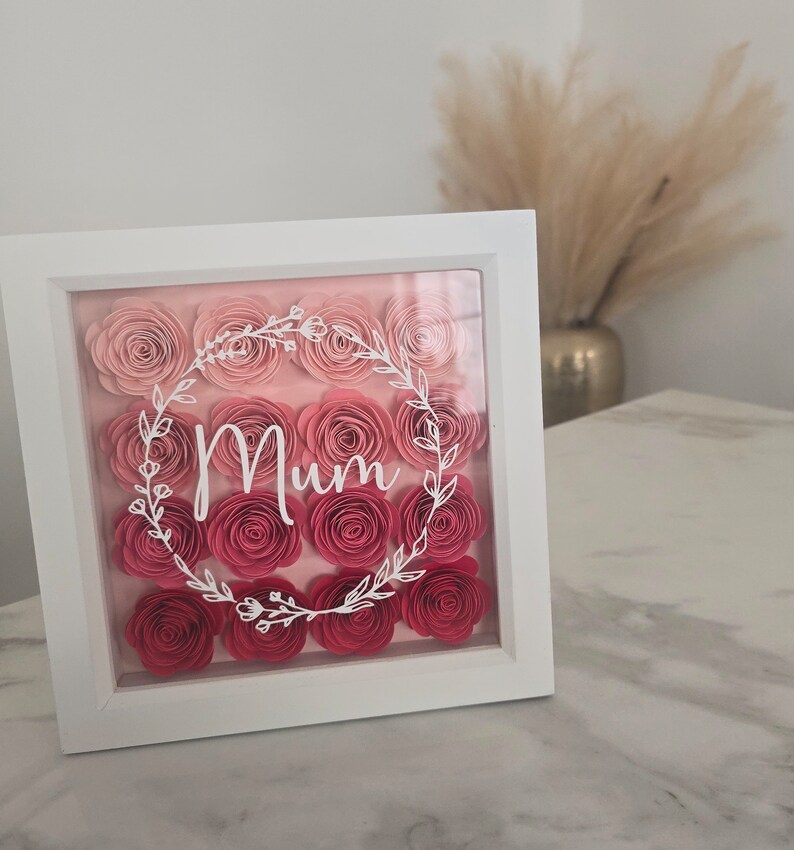 Personalised Name Paper Flower Shadow Box Frame| Hand Rolled Flower ...