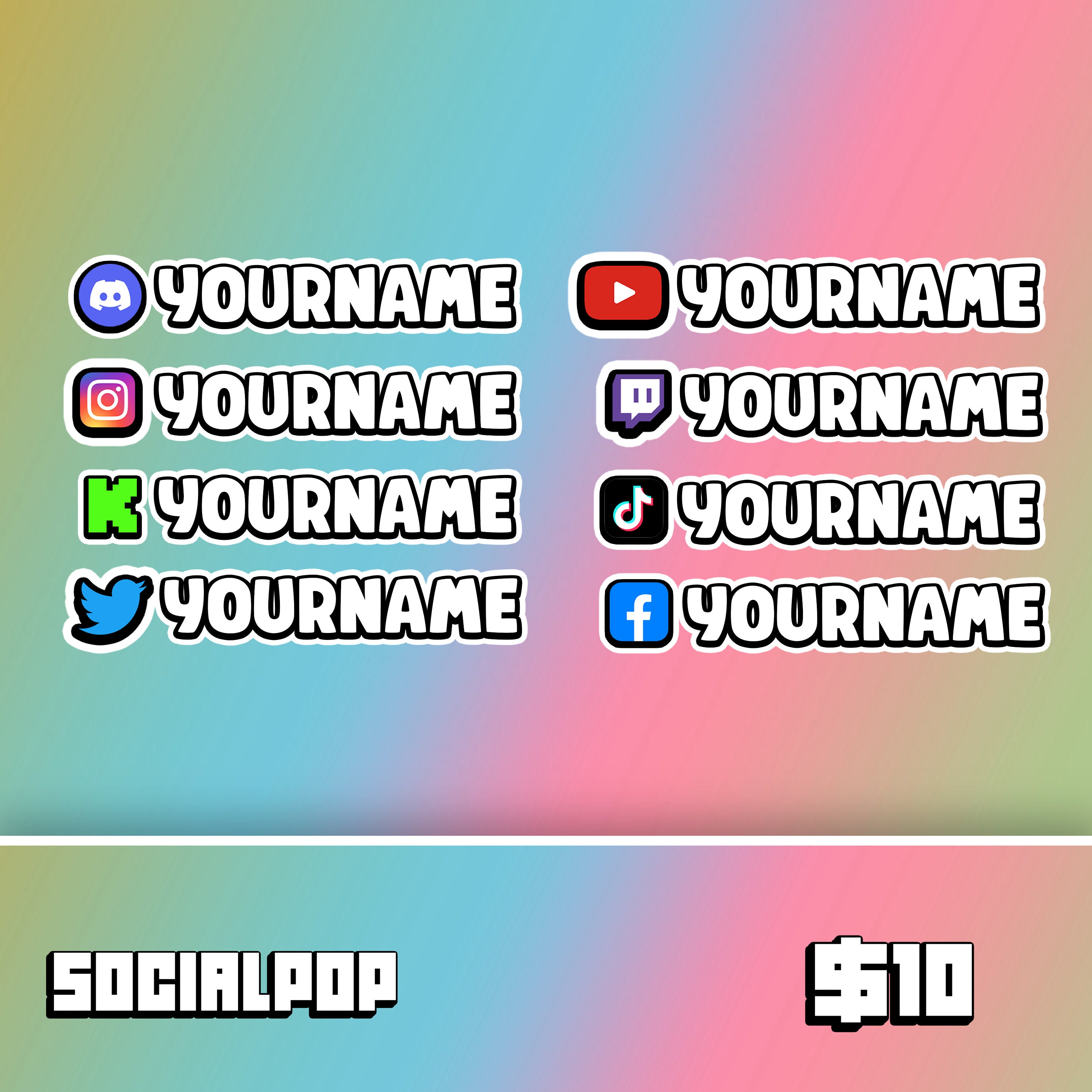 Social Media Name Overlay - Etsy