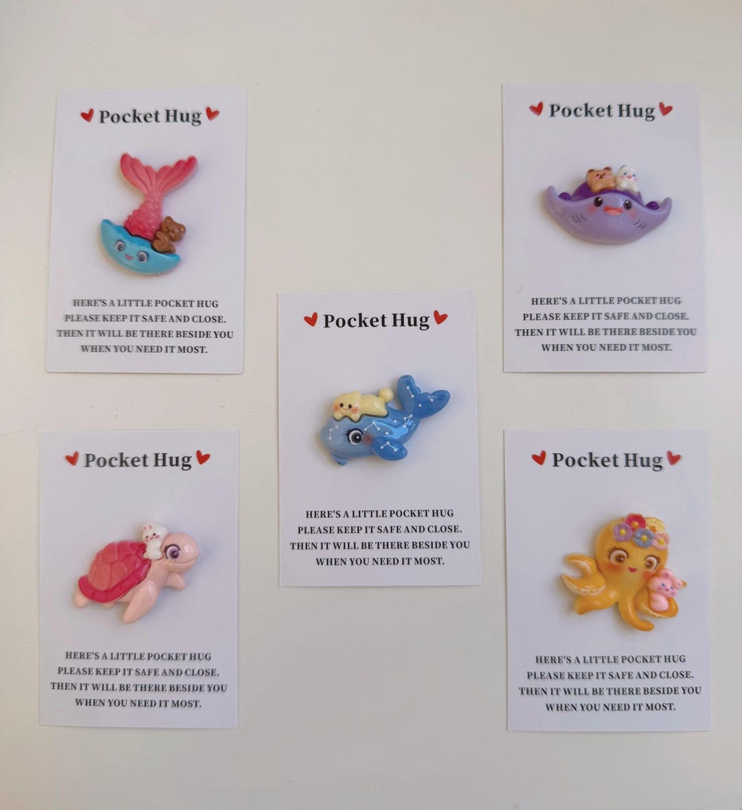Cute Under the Sea Creature Pocket Hug Card, Inspirational Gift - Etsy