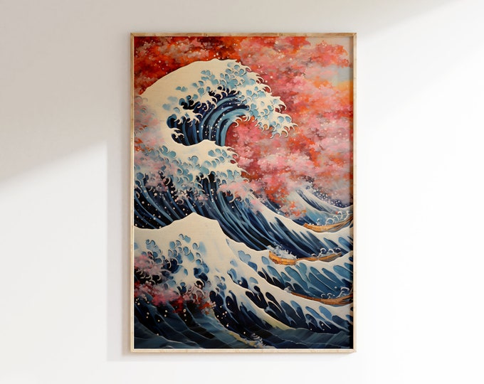 Classic Godzilla Japanese Wall Art, Traditional Japan Wave Print, the ...