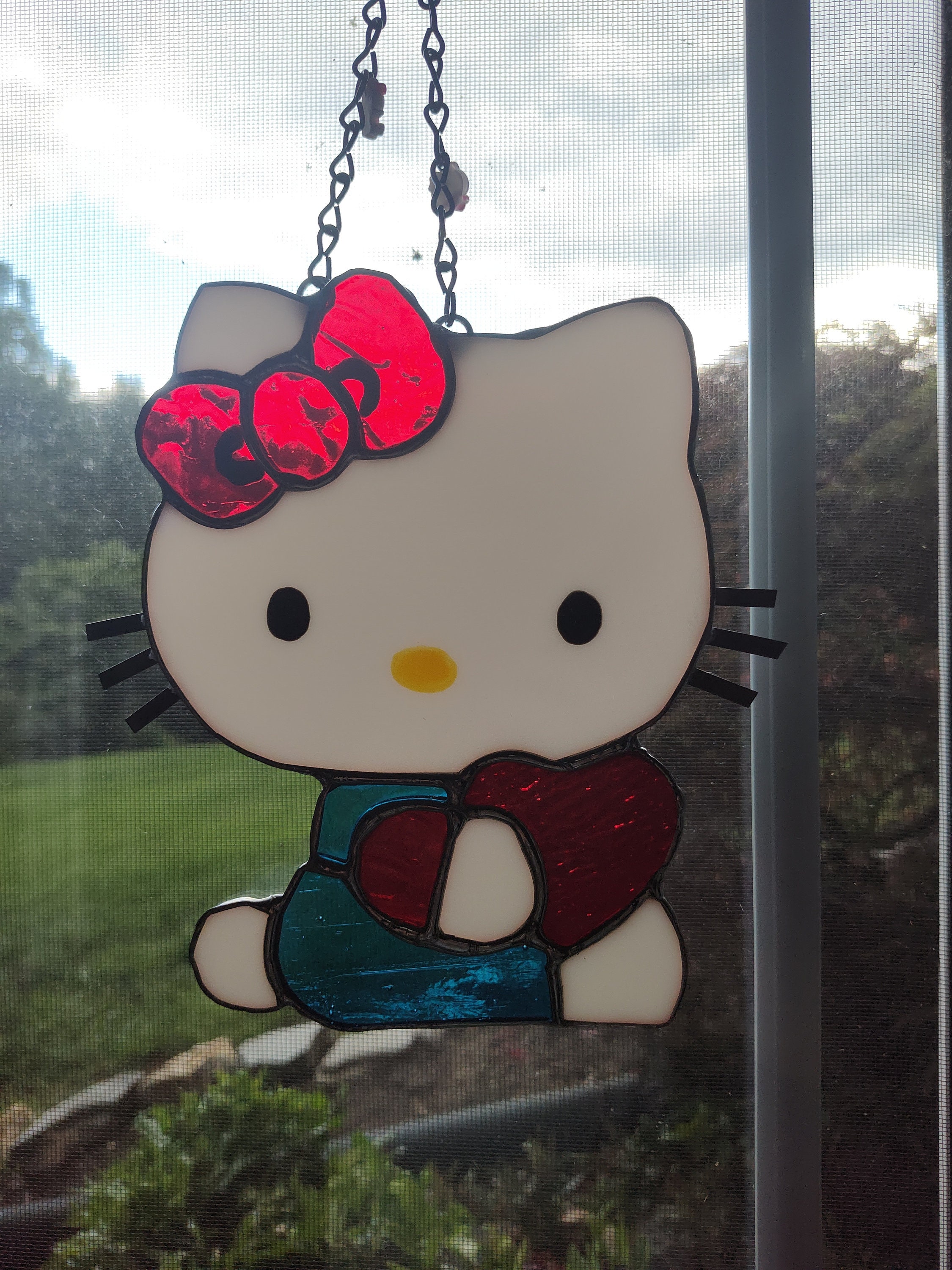 Hello Kitty Stained Glass Suncatcher - Etsy
