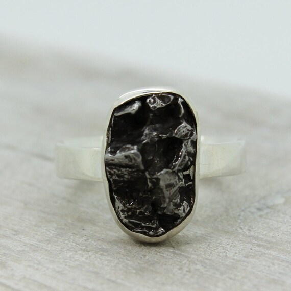 Stunning Meteorite stone ring freeform shape natural meteorite | Etsy