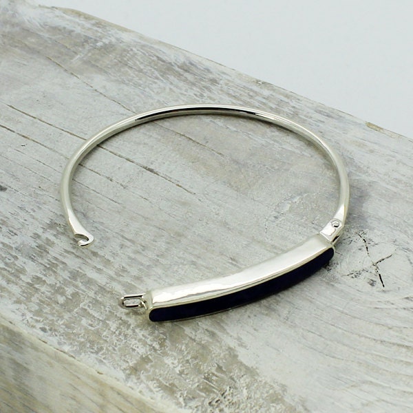 Bangle stone bracelet sterling silver bangle with stones pink | Etsy