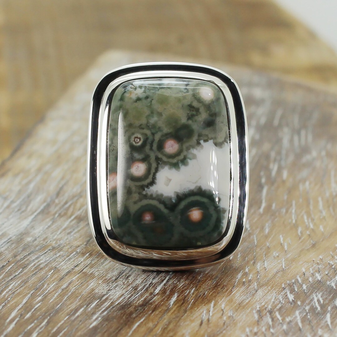 Magnificent Stone... Big Rectangle Shape Ocean Jasper Ring Cab - Etsy