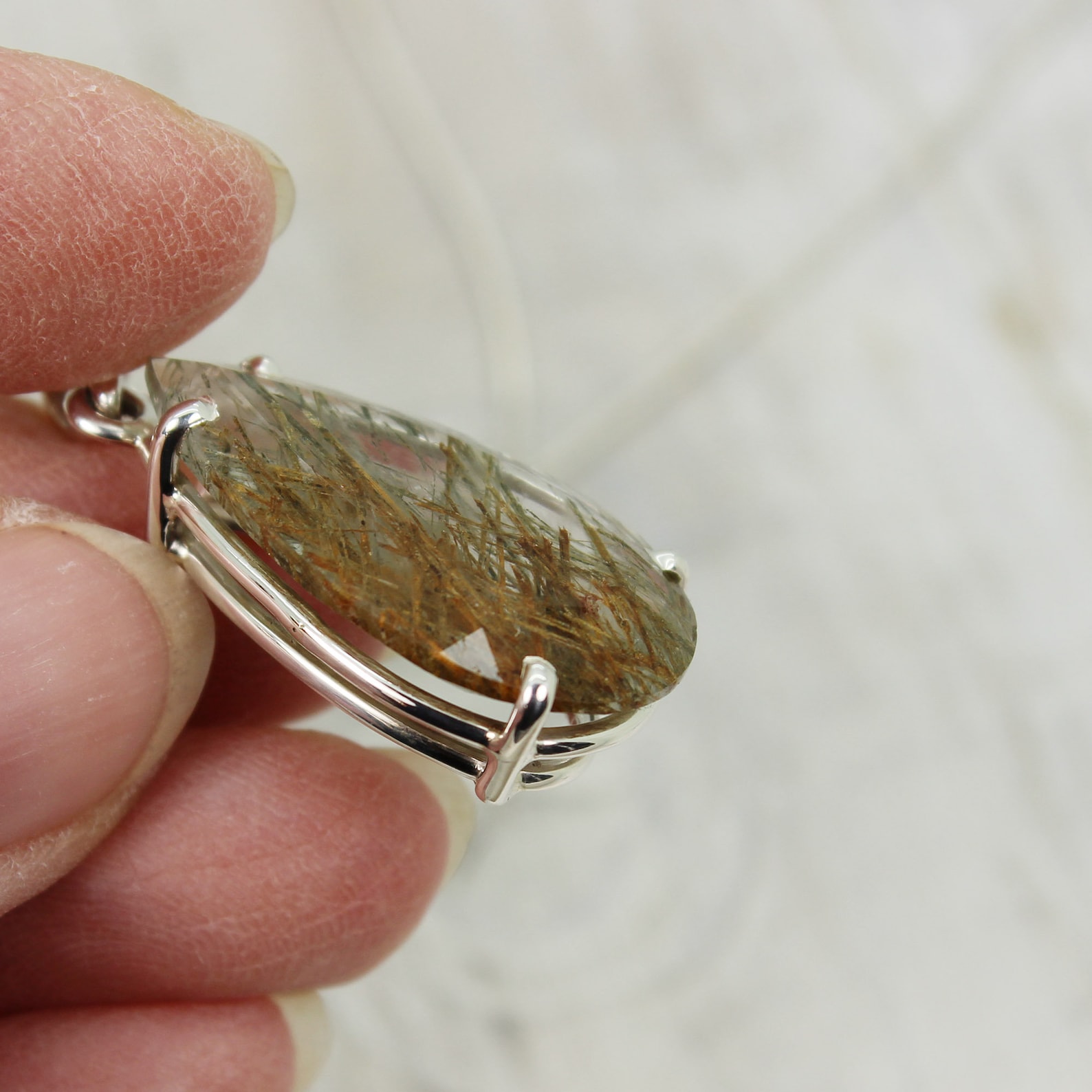 Green Rutile Quartz Pendant Natural Light Green and Rust Color | Etsy