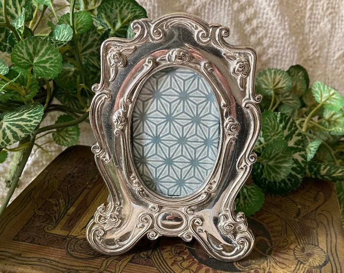 Ornate Silver Plate Picture Frame Scrolling Design Black Velvet Easel ...