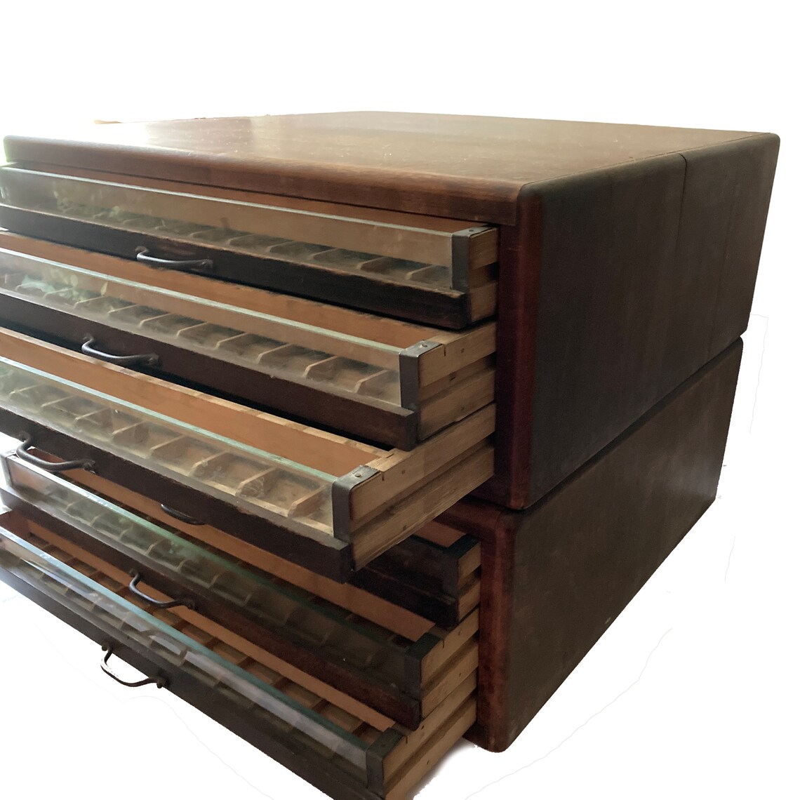 Antique Spool Cabinet: Haberdashery Store Display With Glass Drawers ...