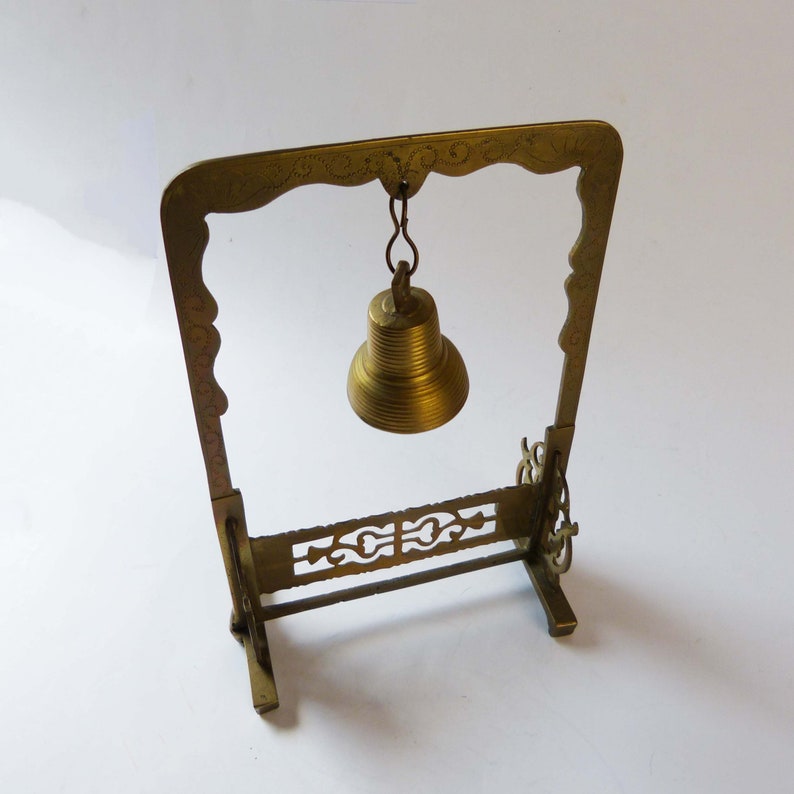 Brass Altar Shrine Temple Bell Hanging From Ornate Stand - Etsy