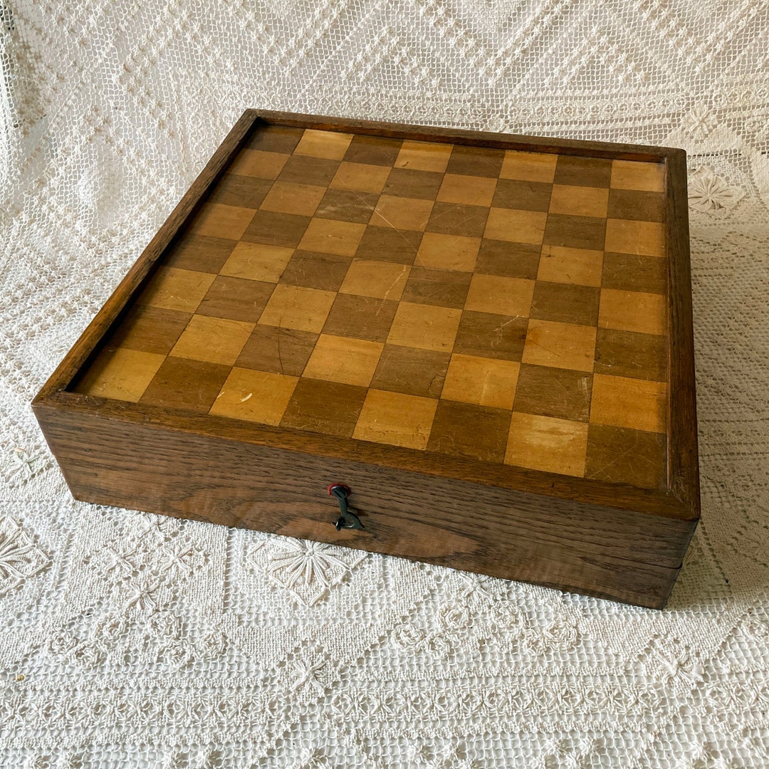 Wooden Oak Game Box Chess Checkers Backgammon Box Only - Etsy