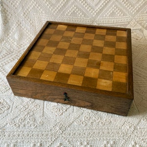 Wooden Oak Game Box Chess Checkers Backgammon Box Only - Etsy