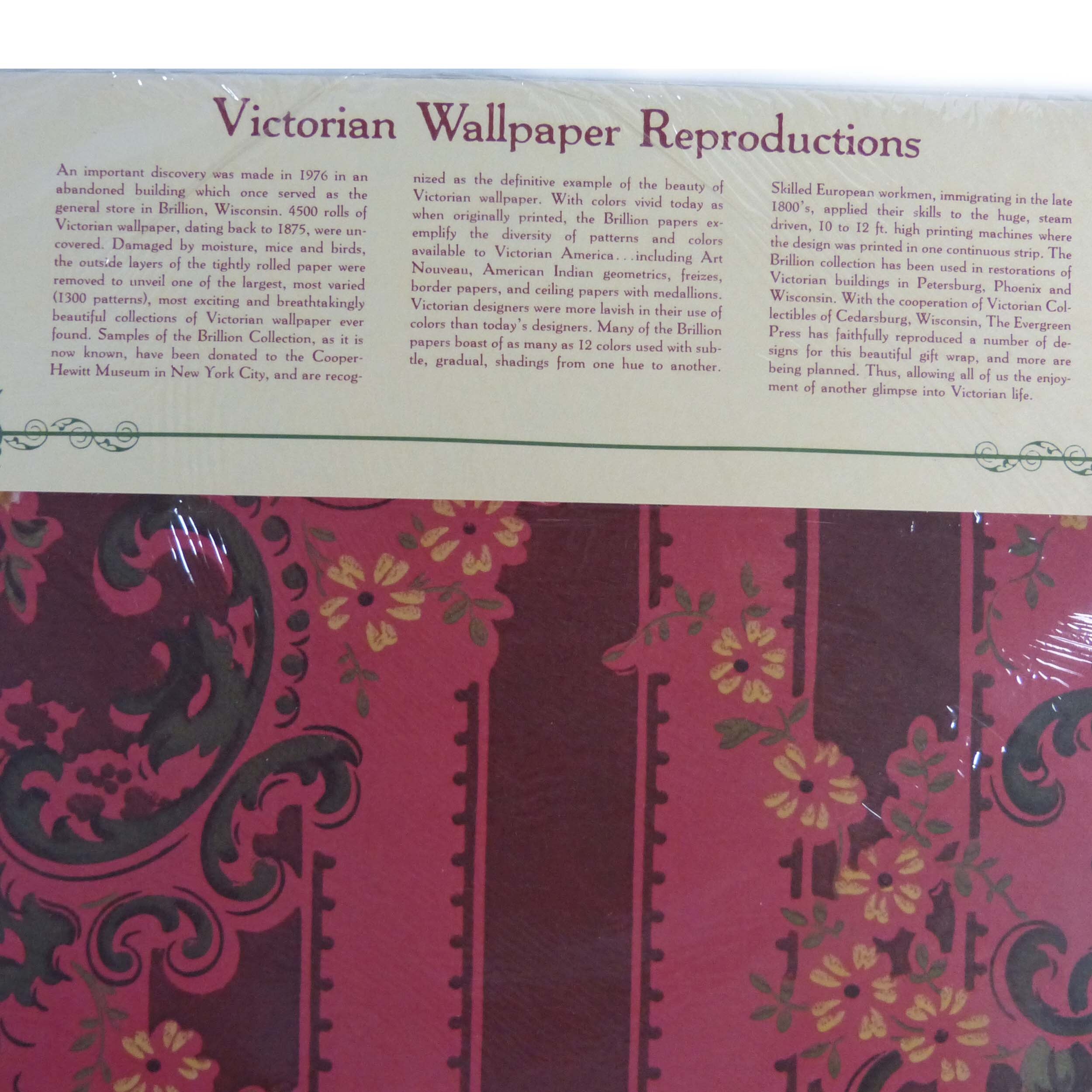The Evergreen Press Victorian Wallpaper Gift Wrap Package of 3 Sheets ...