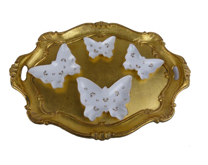 Set of 4 Stacking Butterfly Shaped Trinket Dishes Lenwile China Ardalt ...