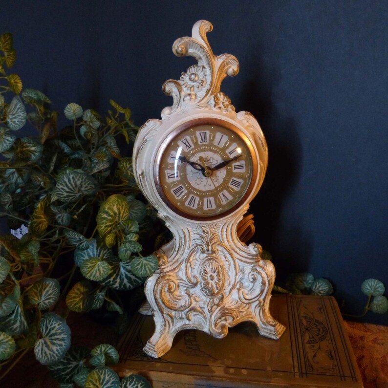 United Clock Corp Model 82 French White & Gold Electric Mantel | Etsy