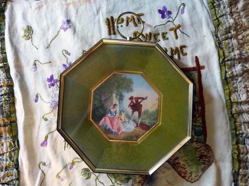 Octagon Plaque in Shadowbox Frame Green Velvet Surround - Etsy