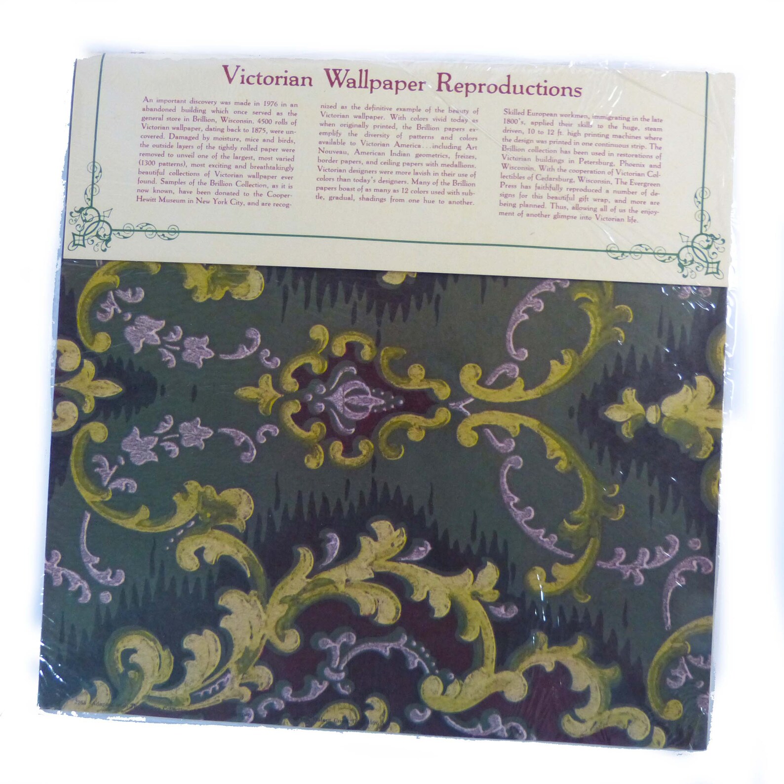 The Evergreen Press Victorian Wallpaper Gift Wrap Package of 3 Sheets ...