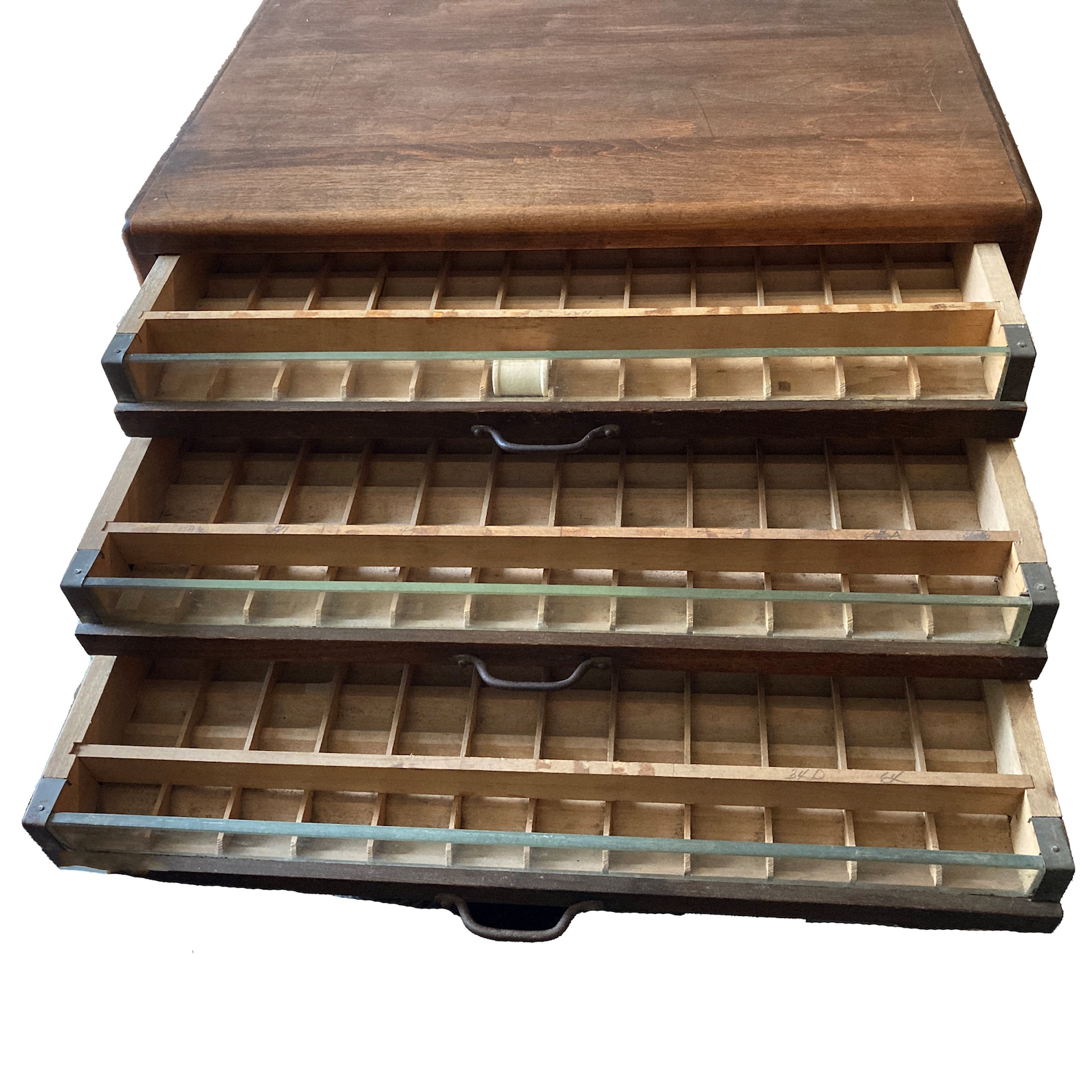 Antique Spool Cabinet: Haberdashery Store Display With Glass Drawers ...