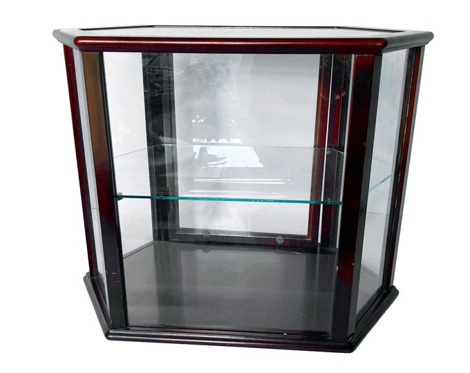 Bombay Company Hexagonal Display Cabinet Glass With Wood Frame & Shelf ...