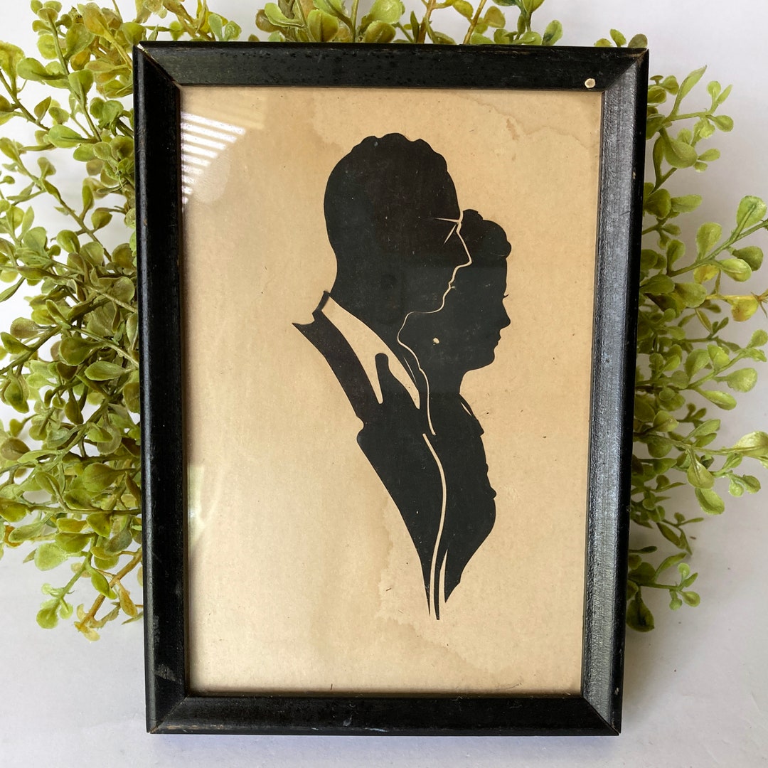 Hand Cut Double Silhouette Couple Man & Woman Black Frame Mckelvey's ...