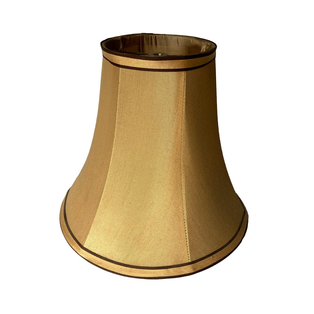 Gold Fabric Bell Shape Lampshade Trimmed in Black Piping Harp Style - Etsy