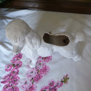 White Ceramic Poodle Dog Vintage Planter | Etsy