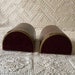 Half Round Bookends Pair Brown Faux Leather & Gold Tooled Border Design ...