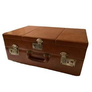 Leather Vintage Travel Vanity Suitcase Pop up Mirror With Fold Out ...