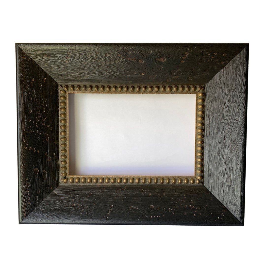 Textured Dark Brown Open Frame With Beaded Gold Border 4.5" Molding for ...
