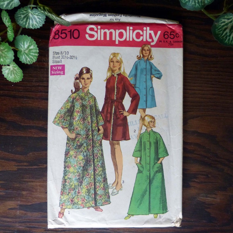 Simplicity Vintage Pattern 8510 Miss Robe in Two Lengths 1969 - Etsy