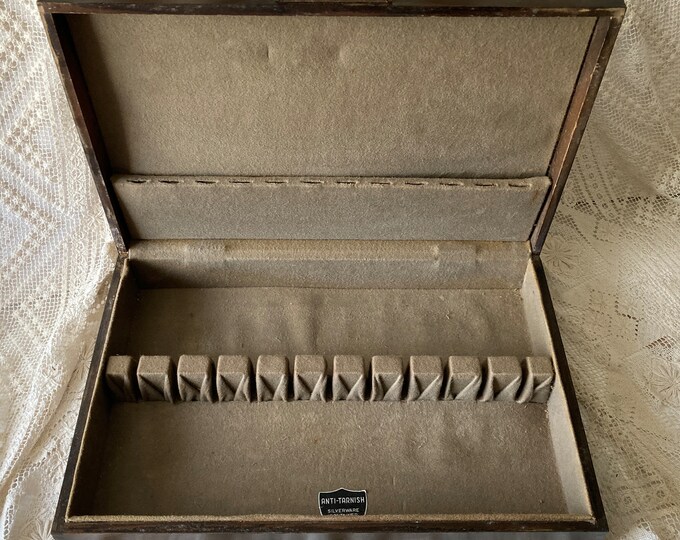 Wooden Silverware Storage Chest Canteen 1 Level Anti Tarnish 12 Place ...