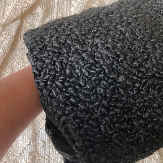 Black Persian Lamb Muff 1940s Silk Lined Padded - Gem