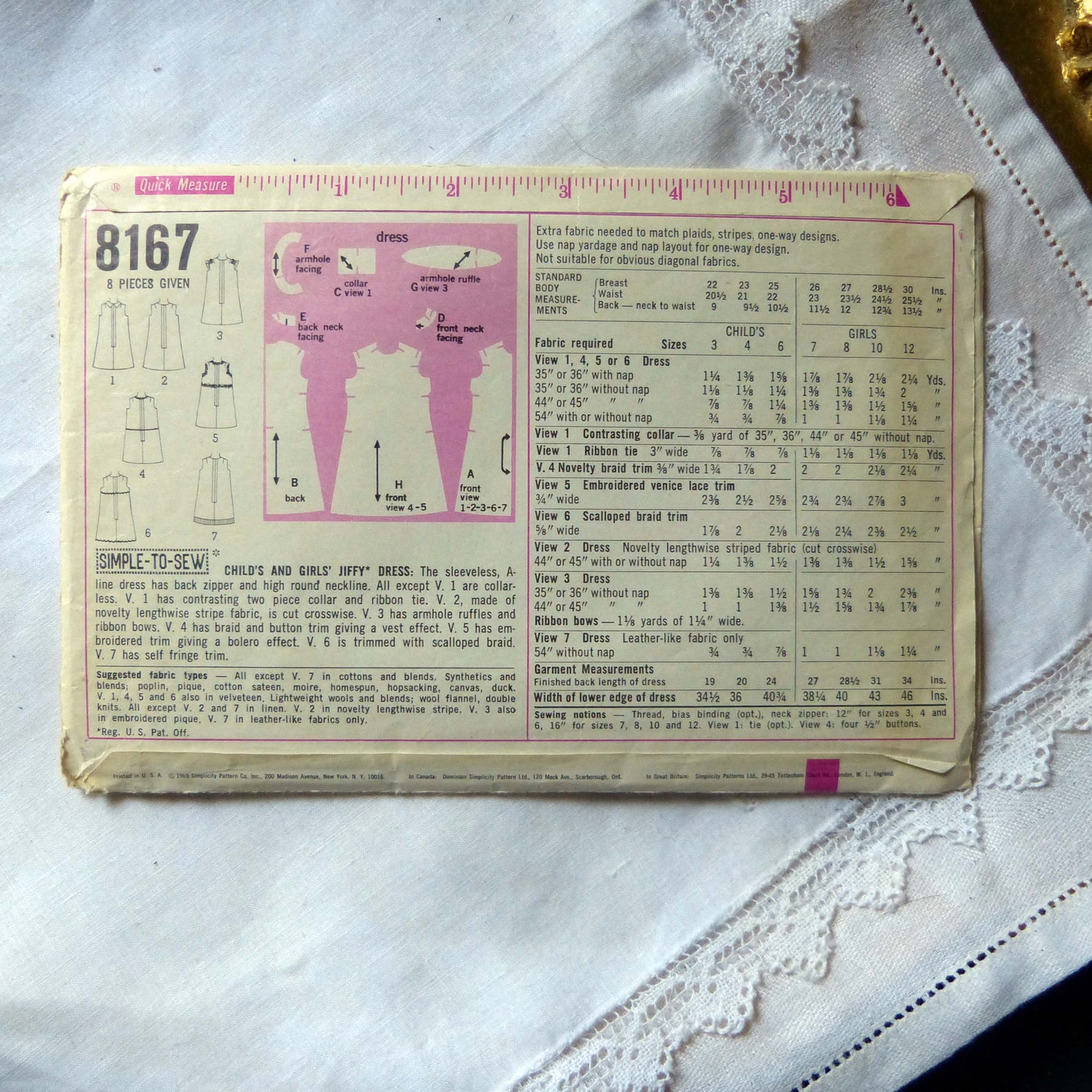 Simplicity 8167 Vintage Sewing Pattern Girls' A-line Dress - Etsy