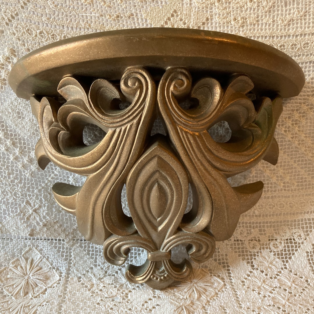 Gold Plastic Composite Wall Shelf Fleur De Lis Scrolls - Etsy