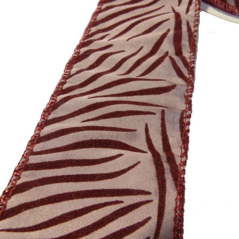 Flocked Velvet Animal Print Pattern Burgundy Mauve Wired | Etsy