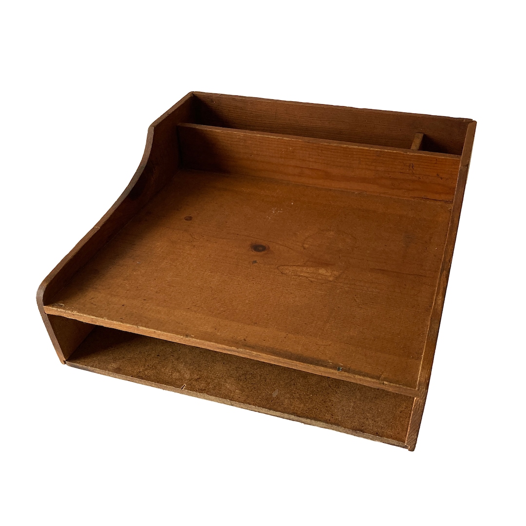 Primitive Wooden Cubby Box With Writing Surface Desktop Shelf Storage ...