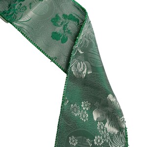 Wired Ribbon 4 Rolls Woven Chinese Floral Pattern Green & Pearl 4" Wide ...