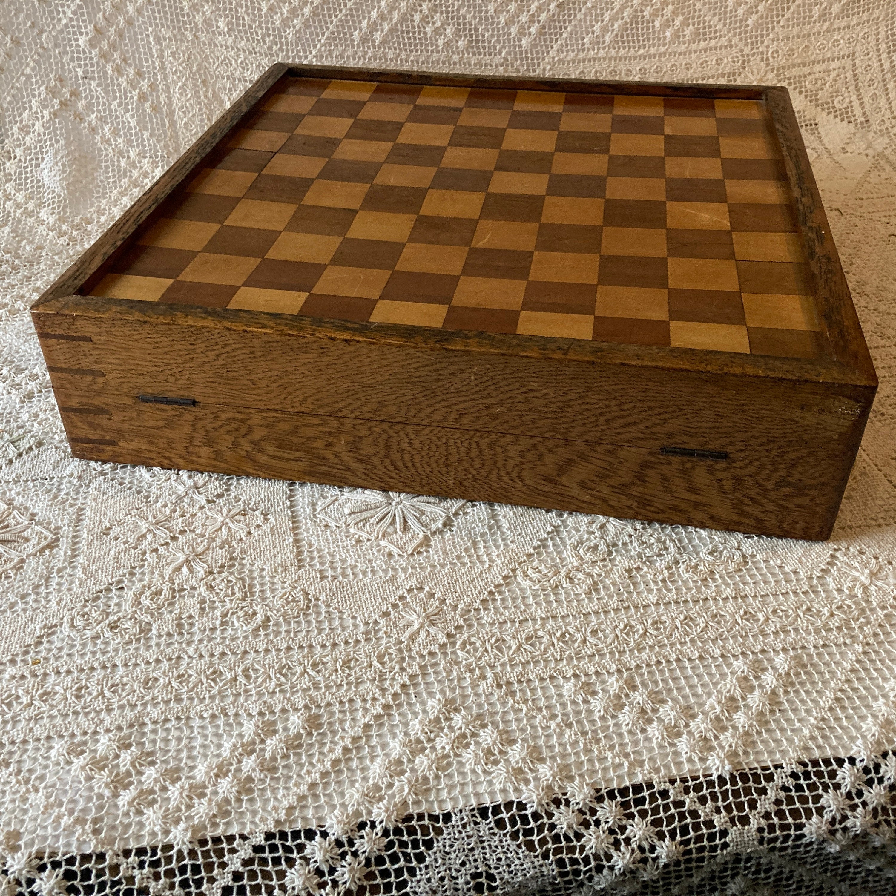 Wooden Oak Game Box Chess Checkers Backgammon Box Only - Etsy