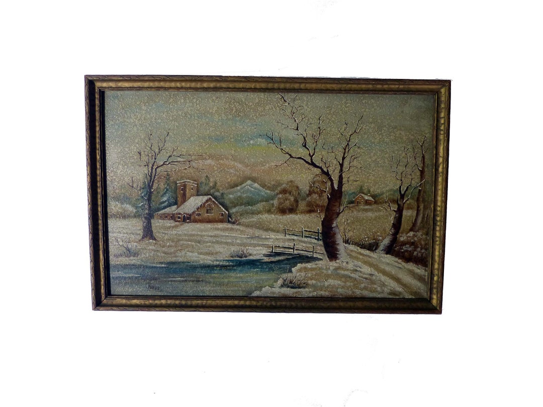 Oil Painting Unusual Impasto Textured Snowy Landscape Signed Jenks - Etsy