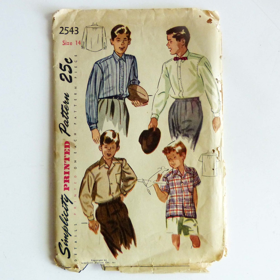 Simplicity 2543 Vintage Sewing Pattern Boy's Shirt 1948 - Etsy