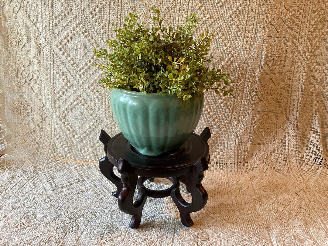 Dark Mahogany Wooden Asian Fish Bowl Pedestal Stand 7.75 - Etsy