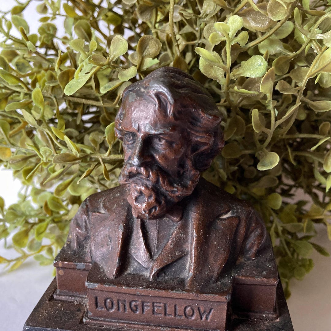 Cast Metal Small Bust of Poet Henry Wadsworth Longfellow Bronze Finish ...