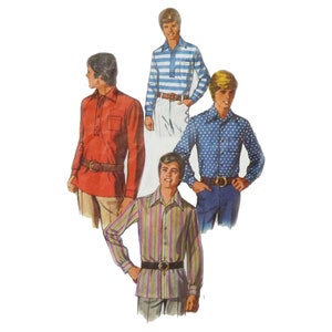 Simplicity 8950 Vintage Sewing Pattern Men's Mod Shirt With Collar 1970 ...