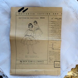 Butterick 9846 Vintage Sewing Pattern Girls' Dress 1950s No Envelope ...