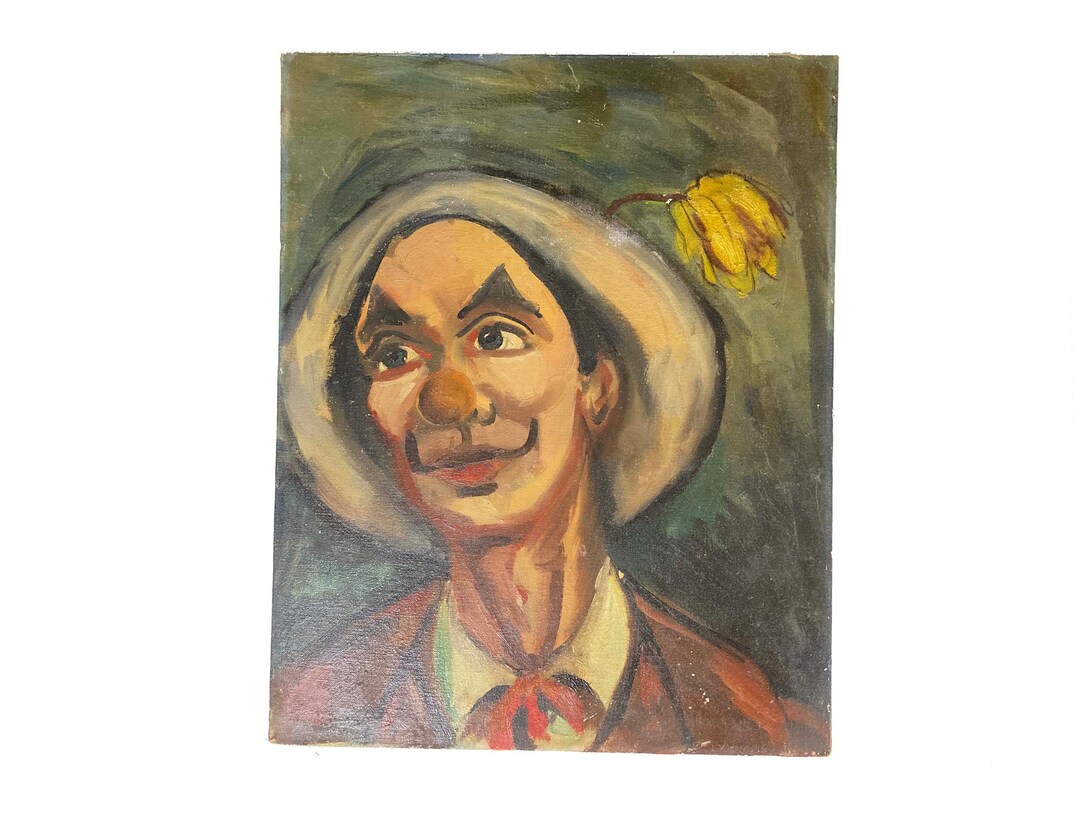 Clown Oil Painting Vintage 1960s Signed Edwin L. Platt Unframed - Etsy